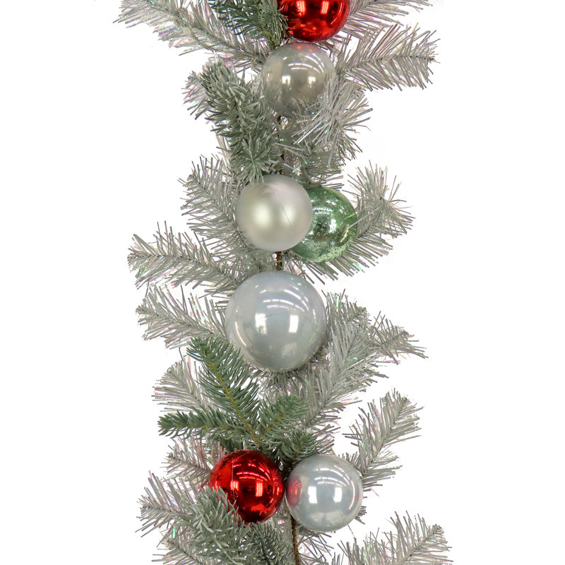 The Holiday Aisle® 9' Christmas Be Merry Trimmed Silver Garland, 75 ...