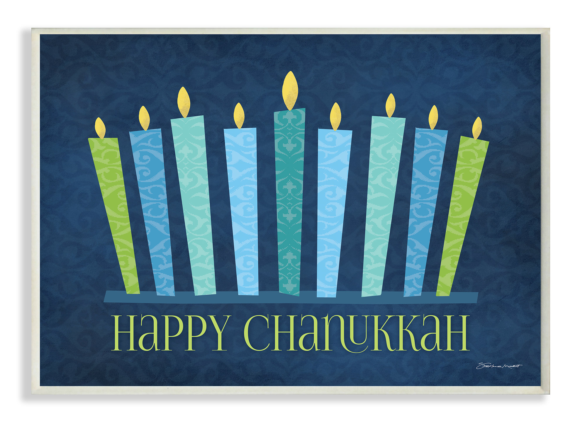 Stupell Industries Menorah 'Happy Chanukah' Graphic Art Print Print ...