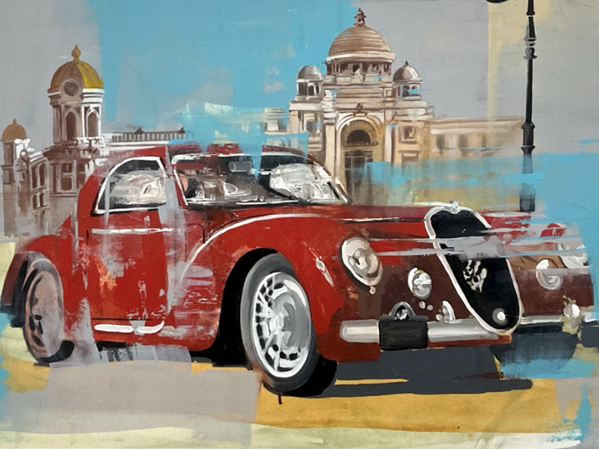 Exotic India Vintage Car | Painting By Mk Goyal | Acrylic On Canvas ...