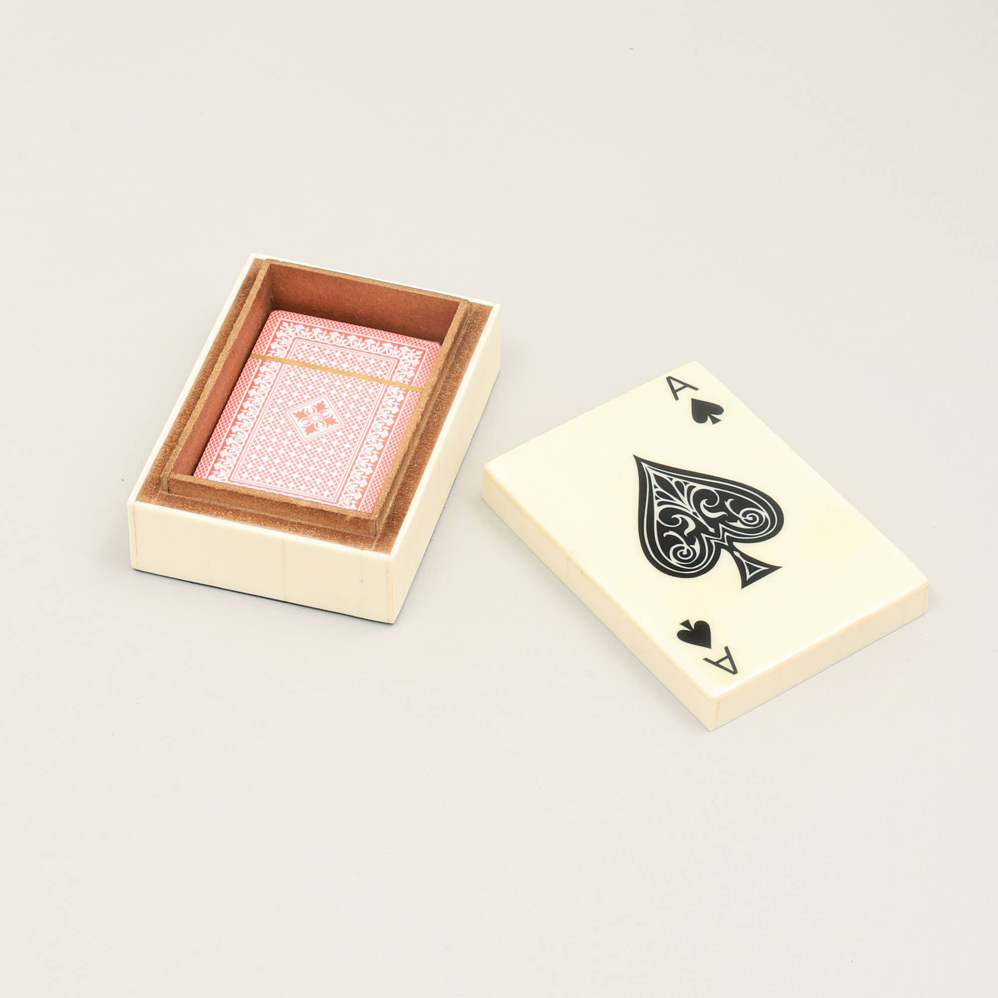 ExpoBazaar Wooden Printed White Card Box with Playing Cards - Wayfair ...