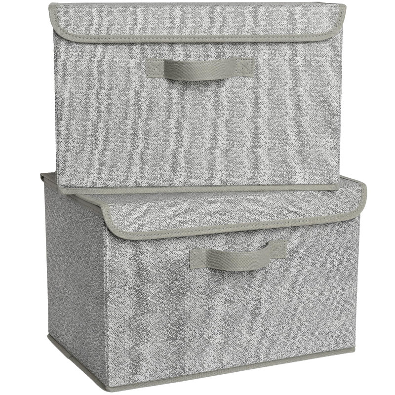 Latitude Run® Large Stackable Storage Box - Modern Ash Gray Fabric ...