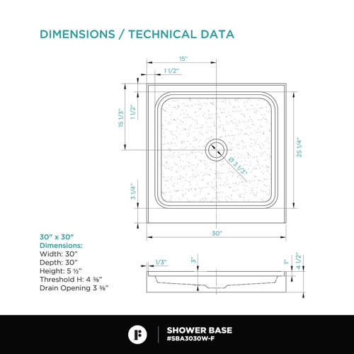 Fine Fixtures 30" W x 30" D Single Shower Base & Reviews | Wayfair