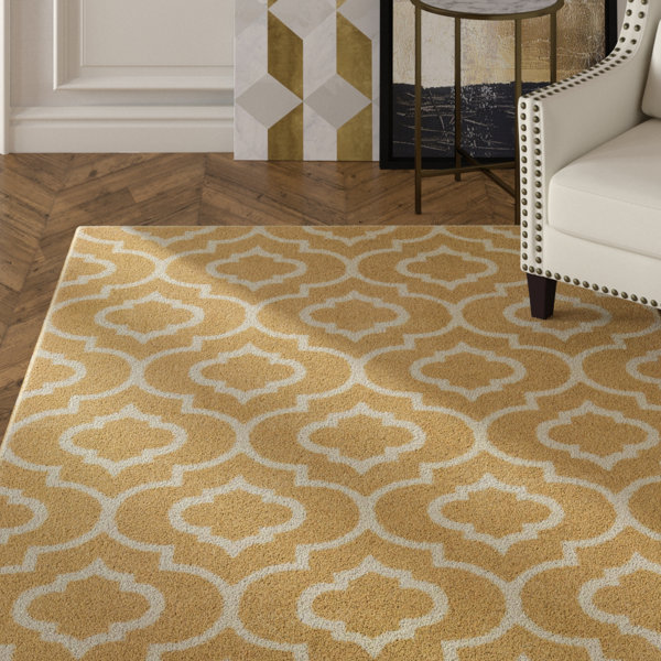 Mercer41 Tindley Geometric Gold/Ivory Rug | Wayfair