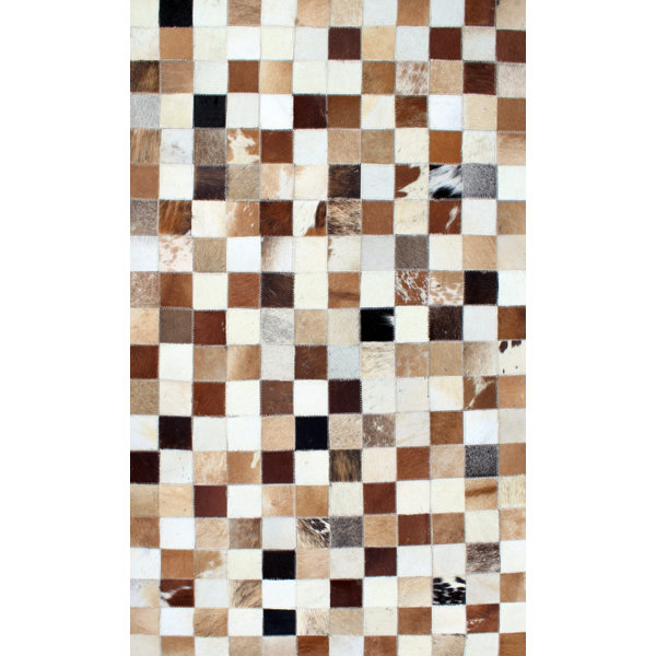 Modern Rugs Ayub Hand Tufted Leather Patchwork Area Rug in Brown/Beige ...