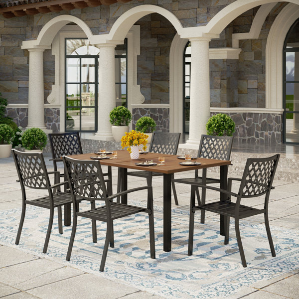 Lark Manor Alyah 6 - Person Rectangular Outdoor Dining Set & Reviews ...