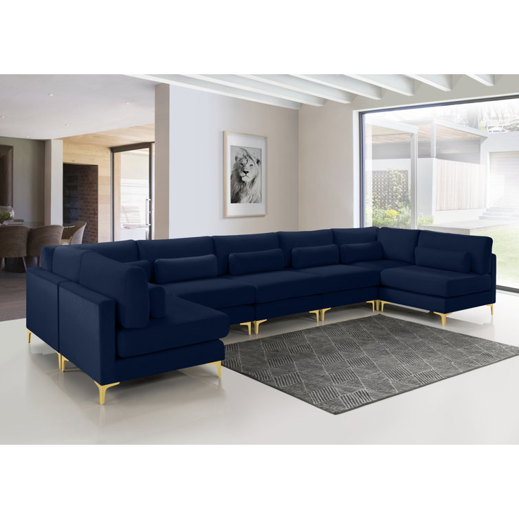 Mercer41 Hert 7 - Piece Velvet Sectional | Wayfair