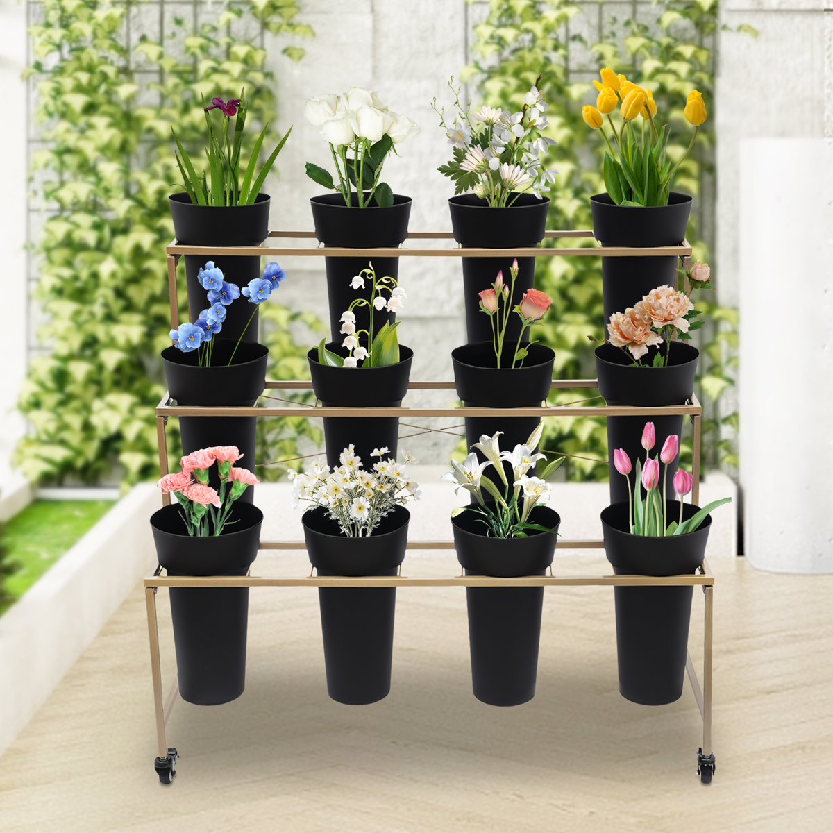 Latitude Run® Jayceion 3-layer Metal Frame Plant Stand with Flower ...
