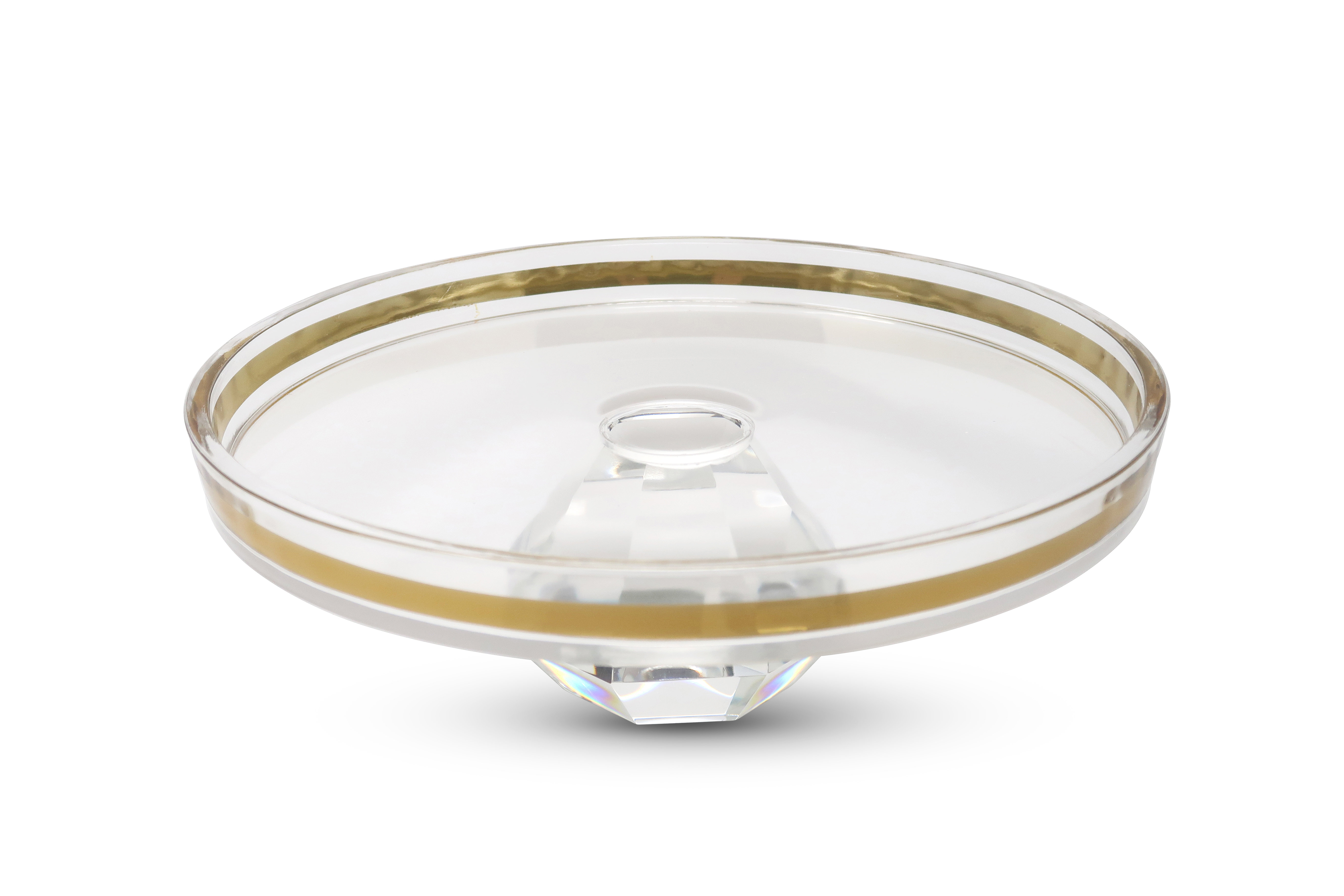 House of Hampton® 13"D Cake Plate with Gold Design and Diamond Base ...