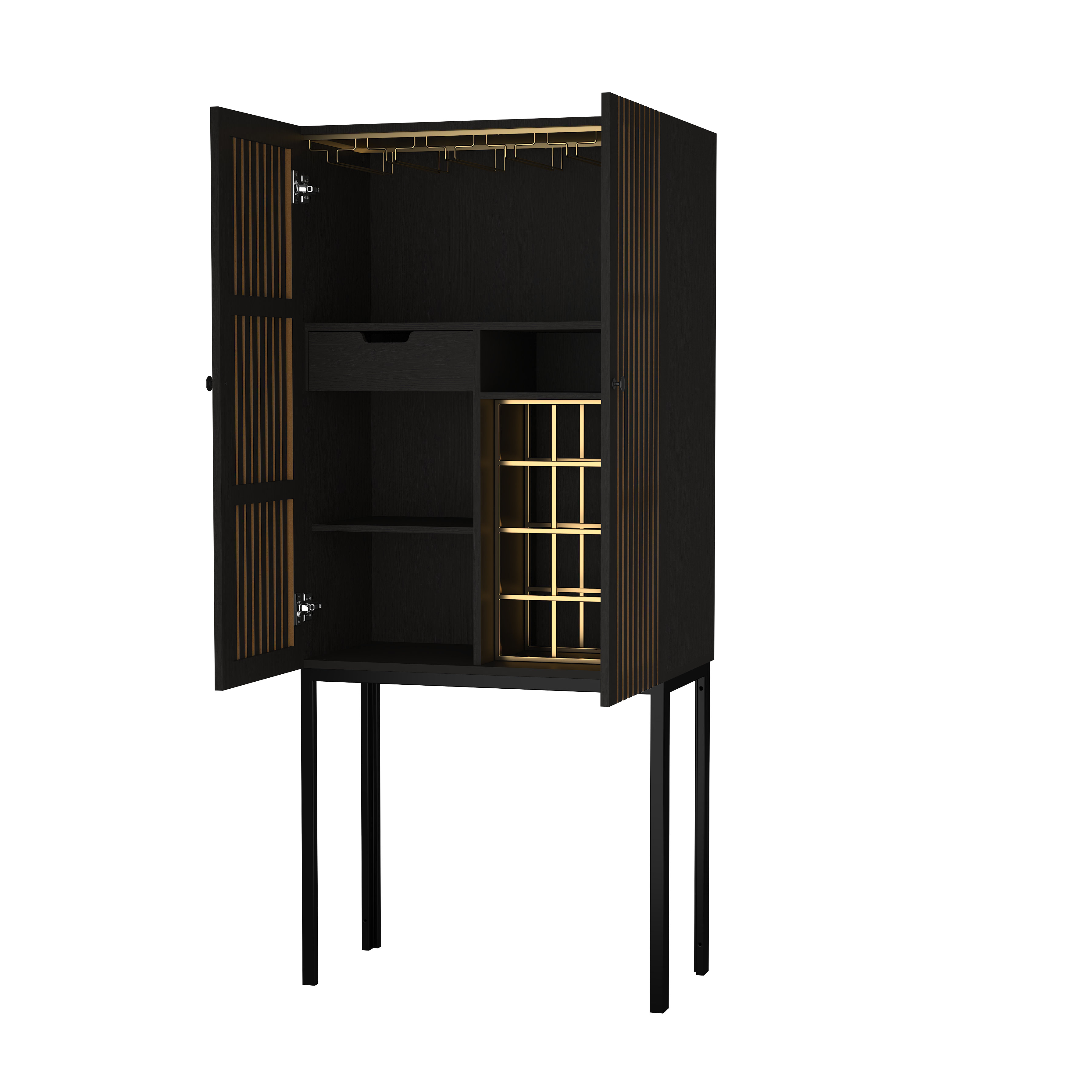 Latitude Run® Wine Bar Cabinet with Tall Legs and Removable Wine Racks ...