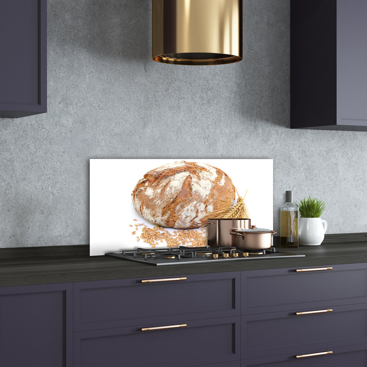 Ebern Designs Lucena Bread and Wheat 50cm x 100cm Glass Panel | Wayfair ...