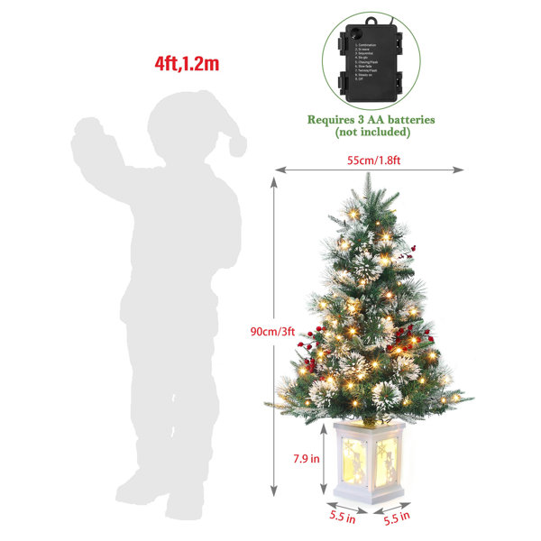 The Holiday Aisle® 3FT Prelit Snow Flocked Christmas Tree With Prelit ...