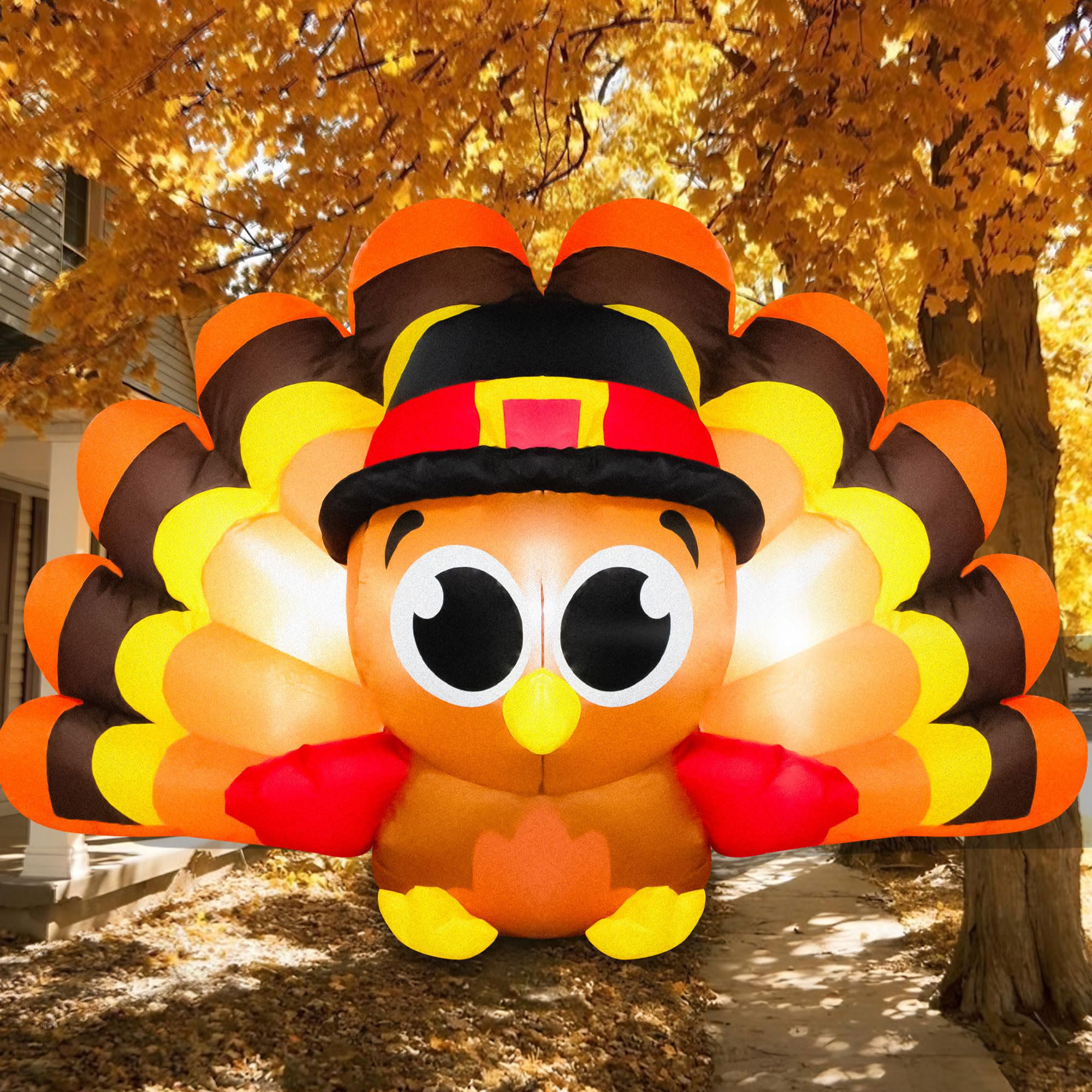 The Holiday Aisle® 8 FT Thanksgiving Inflatables Turkey Baby with Big ...