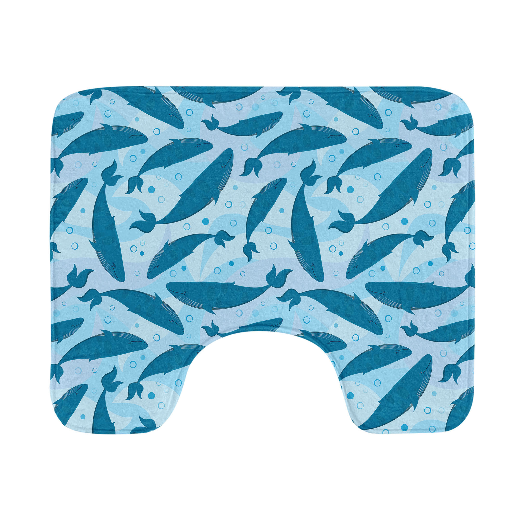 East Urban Home Whale Toilet Mat U-Shape Bathroom Rug 20" Pale Blue ...