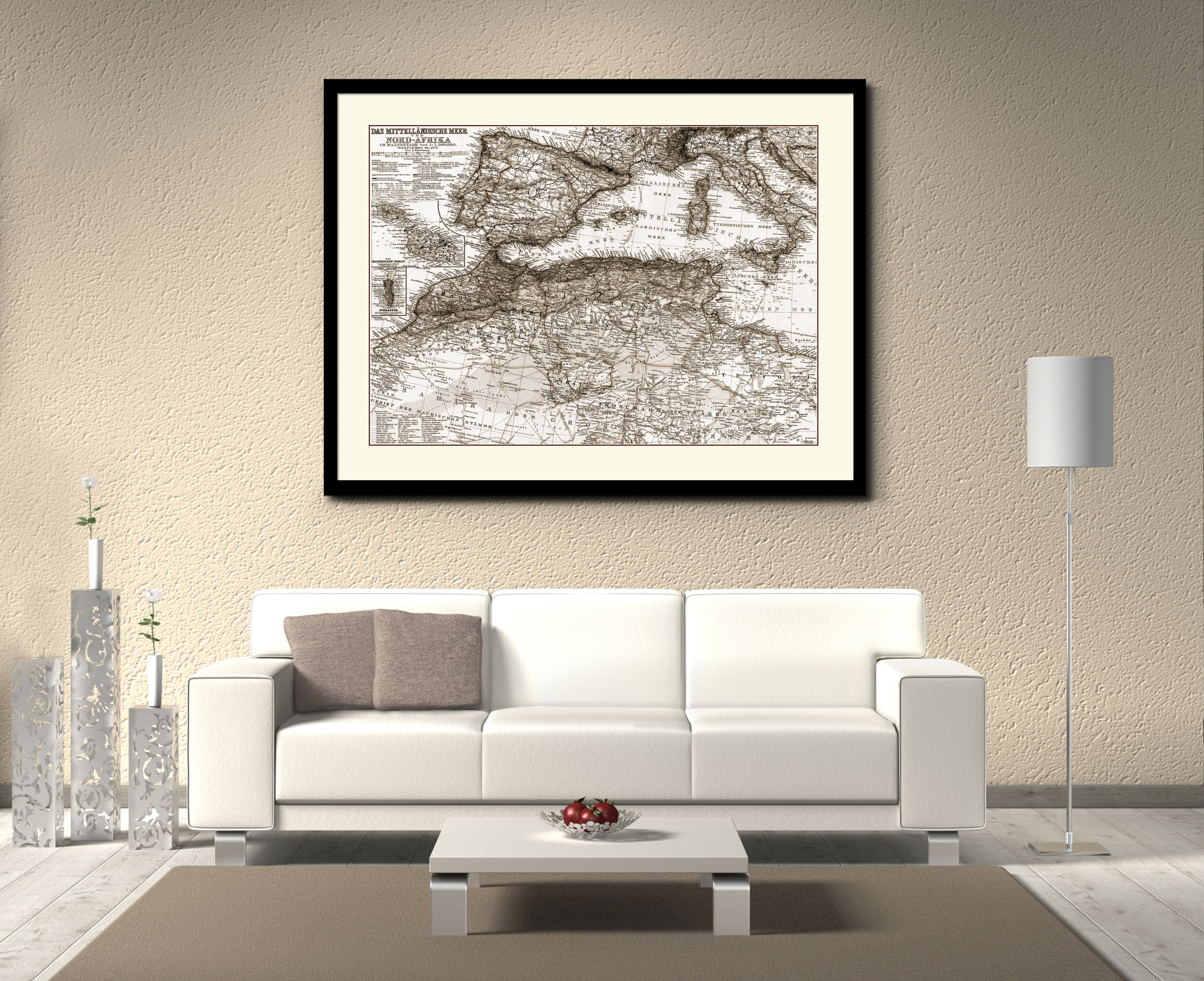 17 Stories " Western Mediterranean Old Sepia Map " | Wayfair