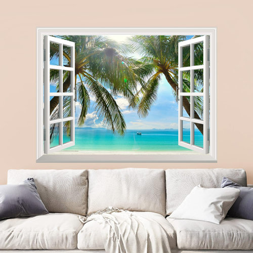 IDEA4WALL Natural Scenery View From White Window Wall Mural | Wayfair