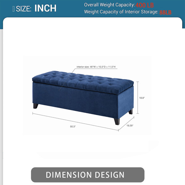 Hokku Designs Jahmere Polyester Upholstered Storage Bench | Wayfair