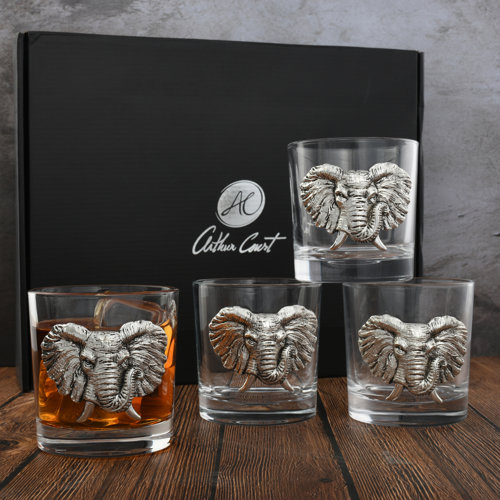 Arthur Court Designs 4 - Piece 12oz. Elephant Whiskey Glass Glassware ...