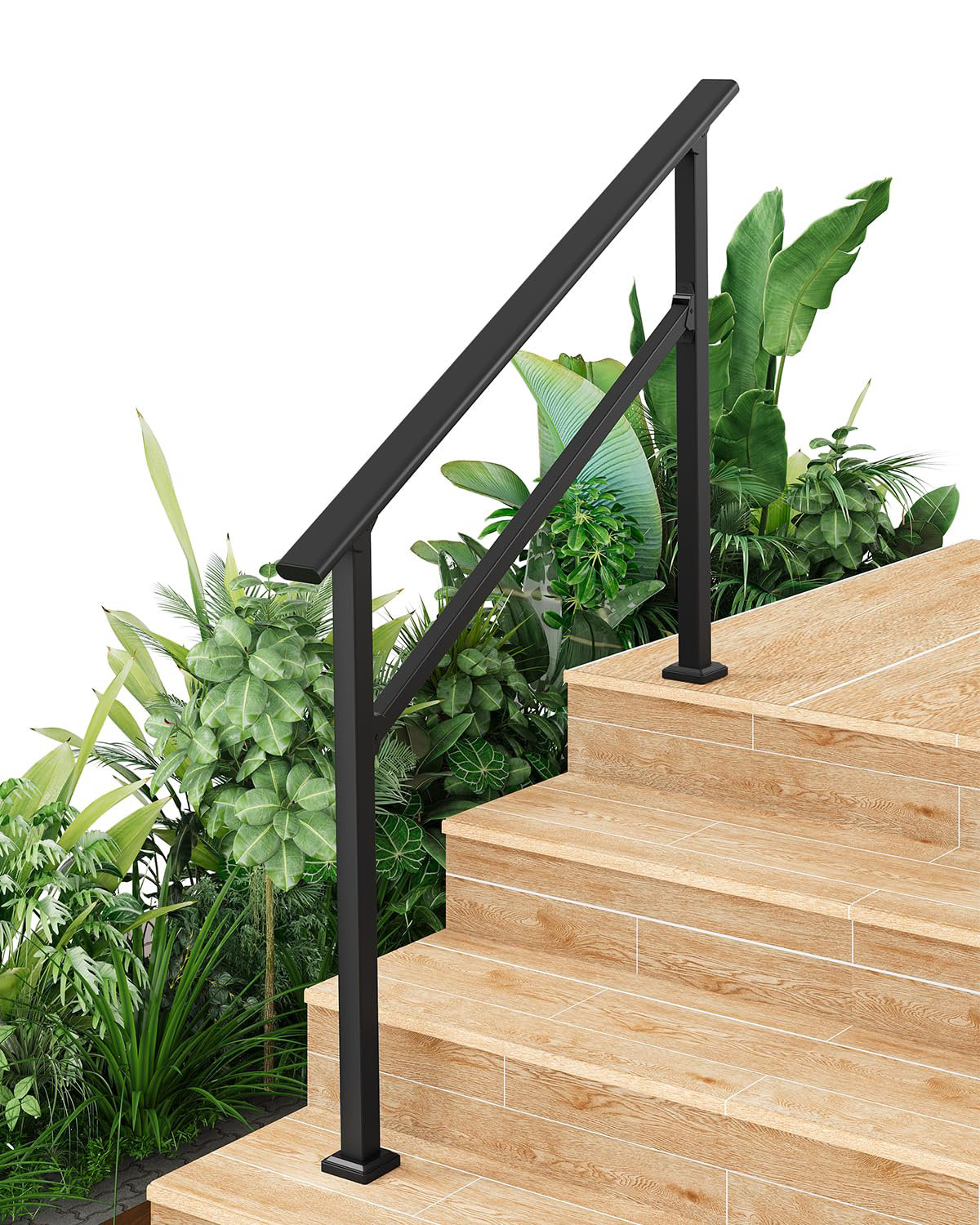 Qeetex Adjustable Metal Handrails for Outdoor Steps, 1pc Heavy-Duty ...