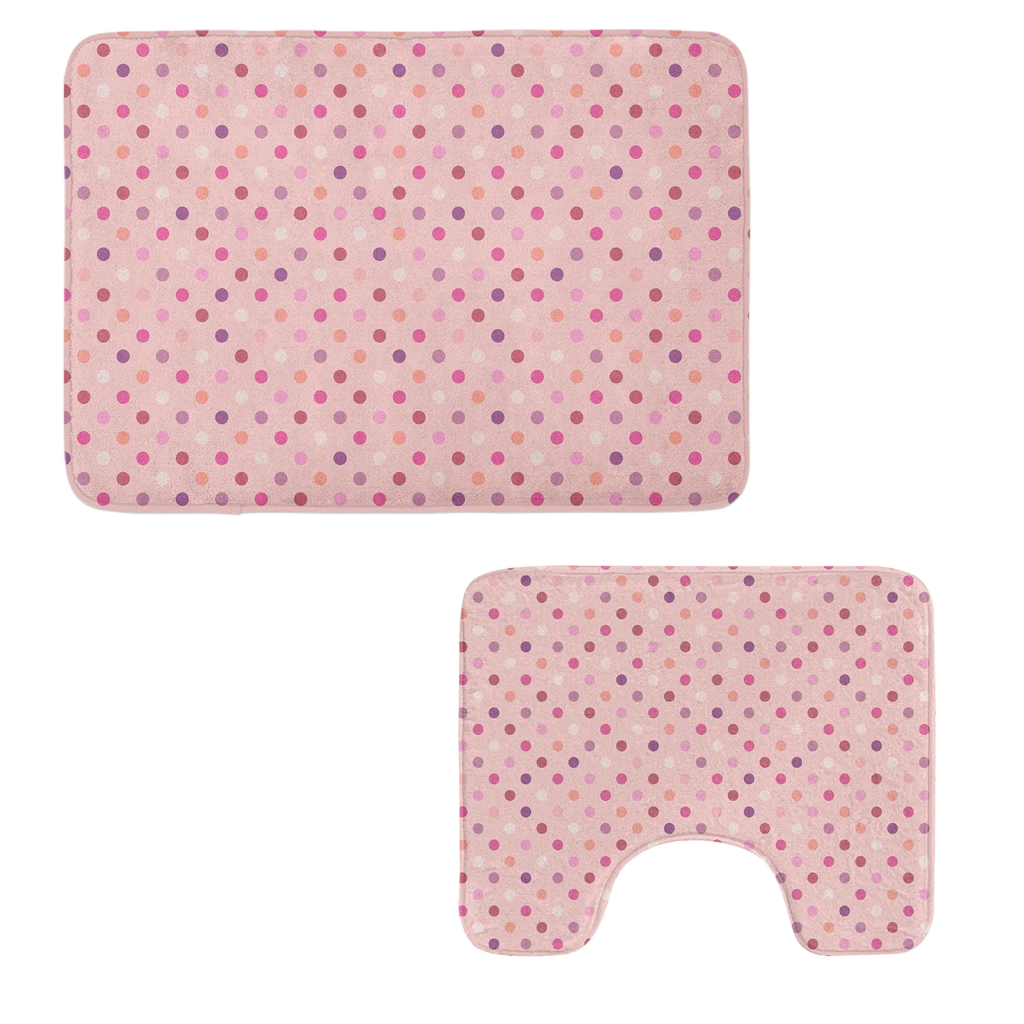 Ebern Designs Pink and White Bathroom Rug Set 2 Pieces Rectangle ...