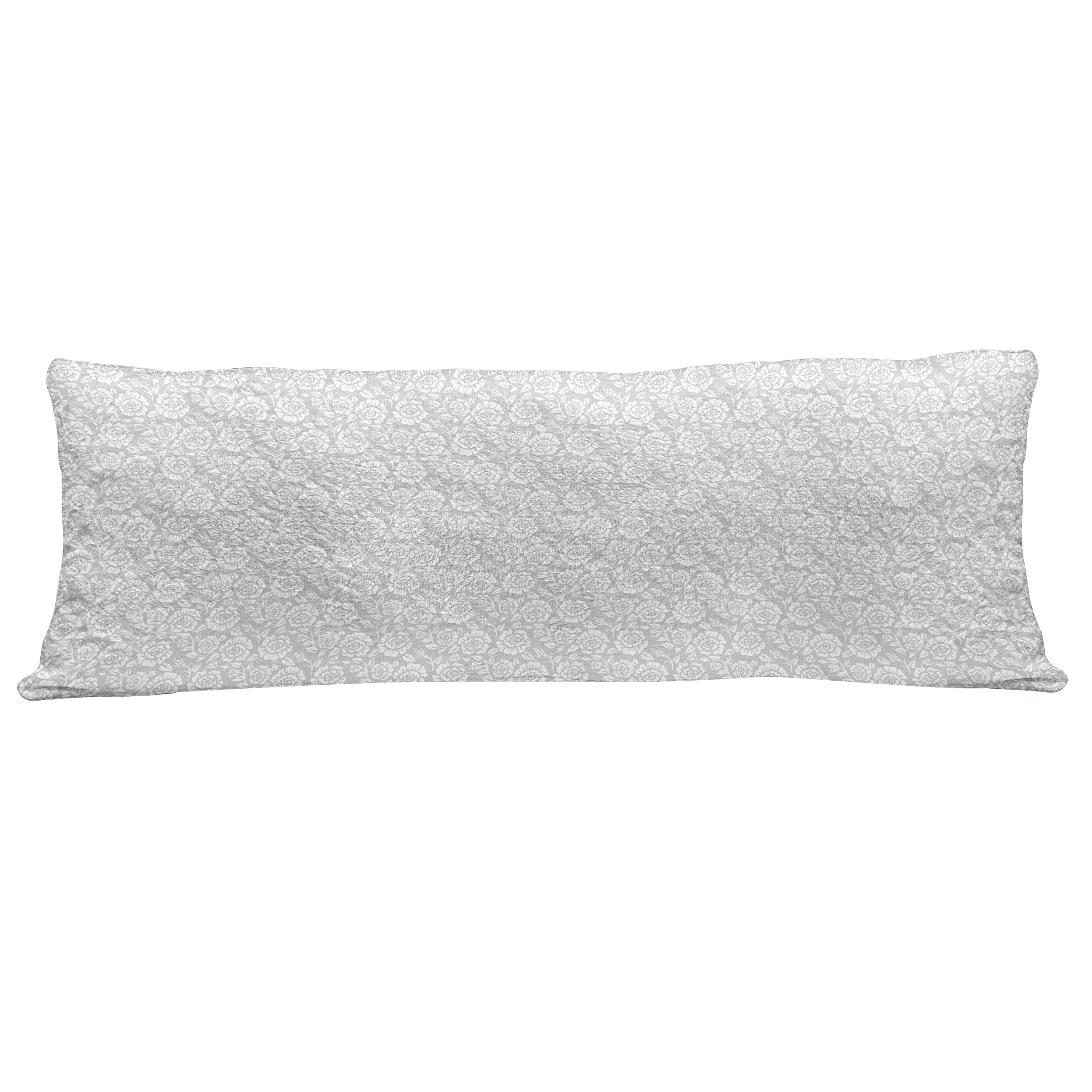 Ambesonne Grey Fluffy Body Pillow Case Cover With Zipper, Floral Flower ...