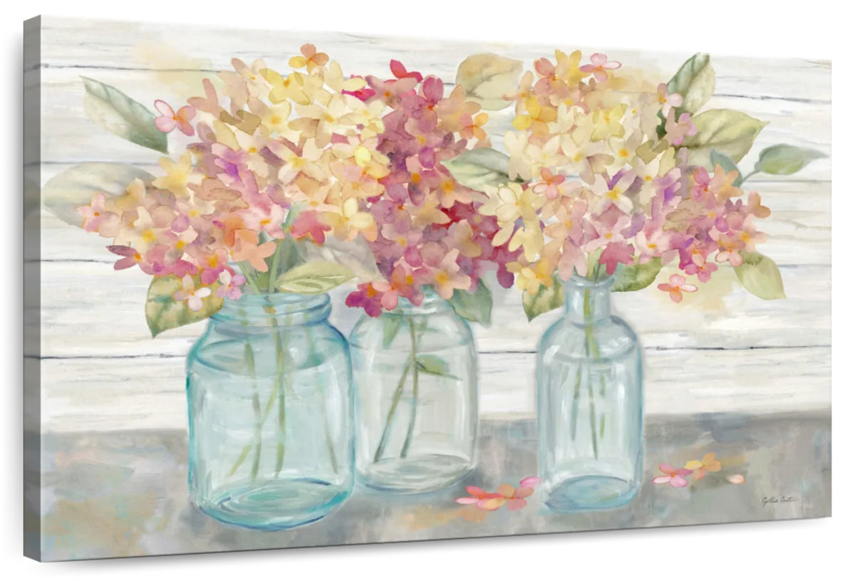 Lark Manor™ Harnek Farmhouse Hydrangeas In Mason Jars Spice | Wayfair