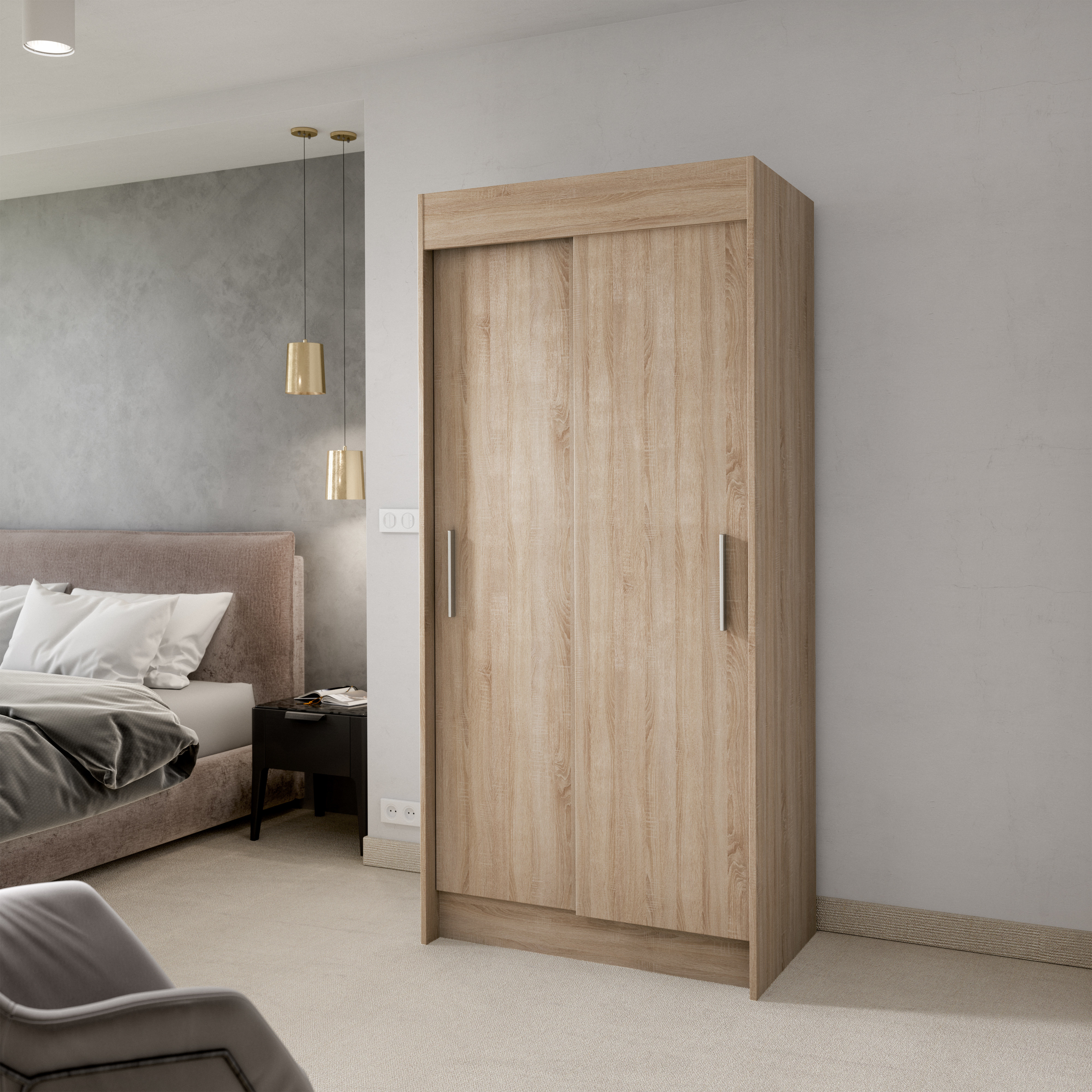 17 Stories Mahki 2 Door Manufactured Wood Wardrobe | Wayfair.ie
