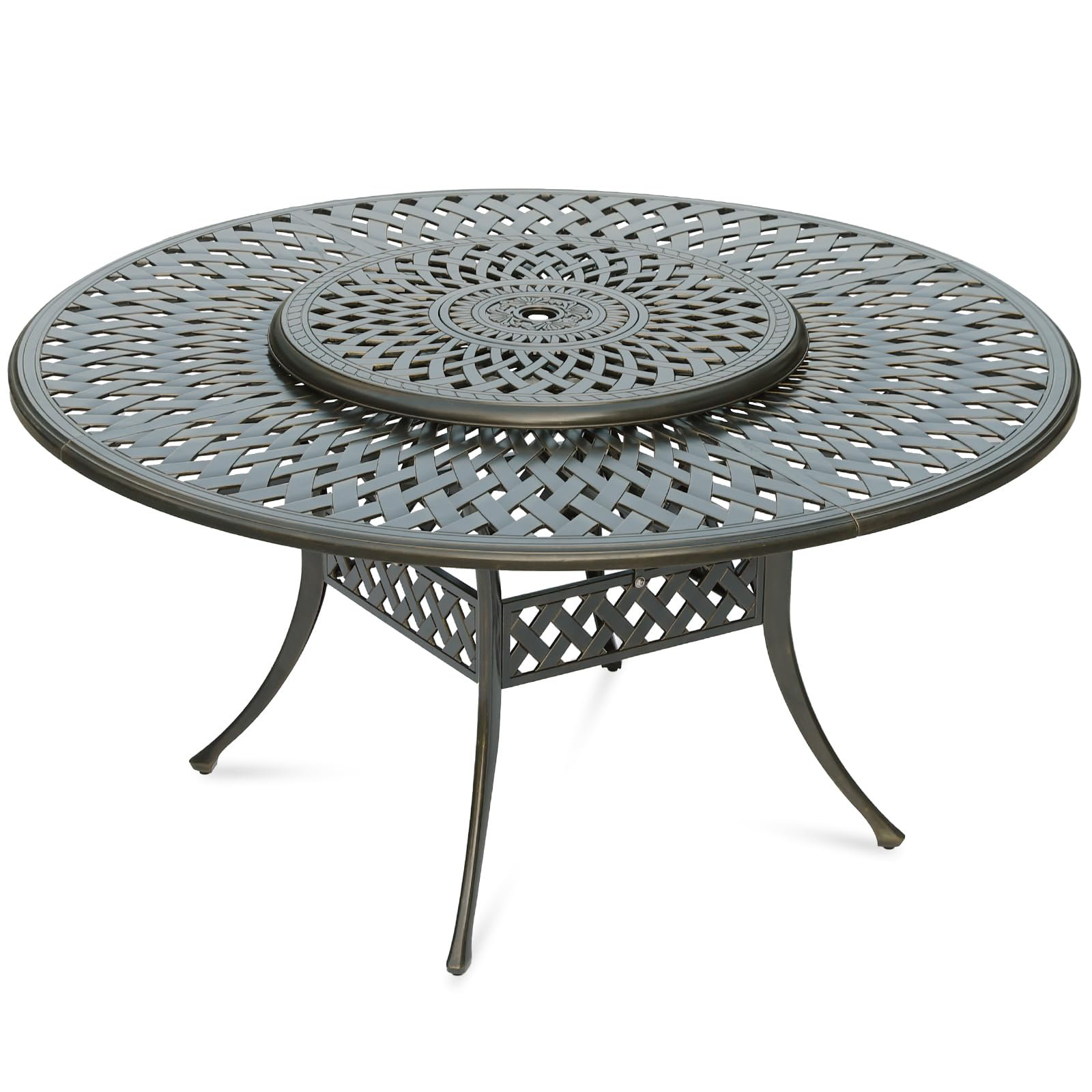 Astoria Grand Cast Aluminum Rotating Dining Table | Wayfair