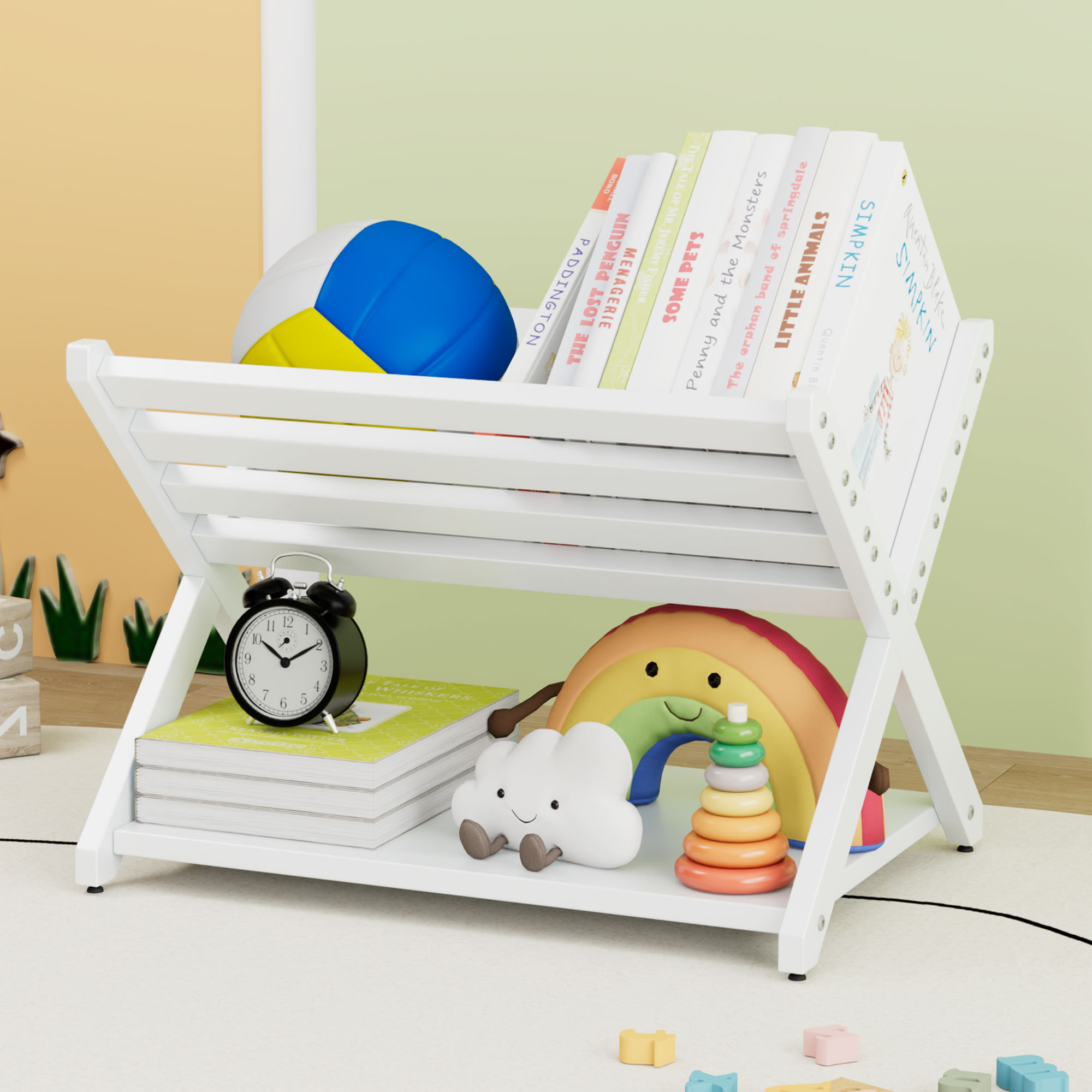 Ebern Designs Kids Bookshelf With Shelf, Metal Book Storage Organizer ...