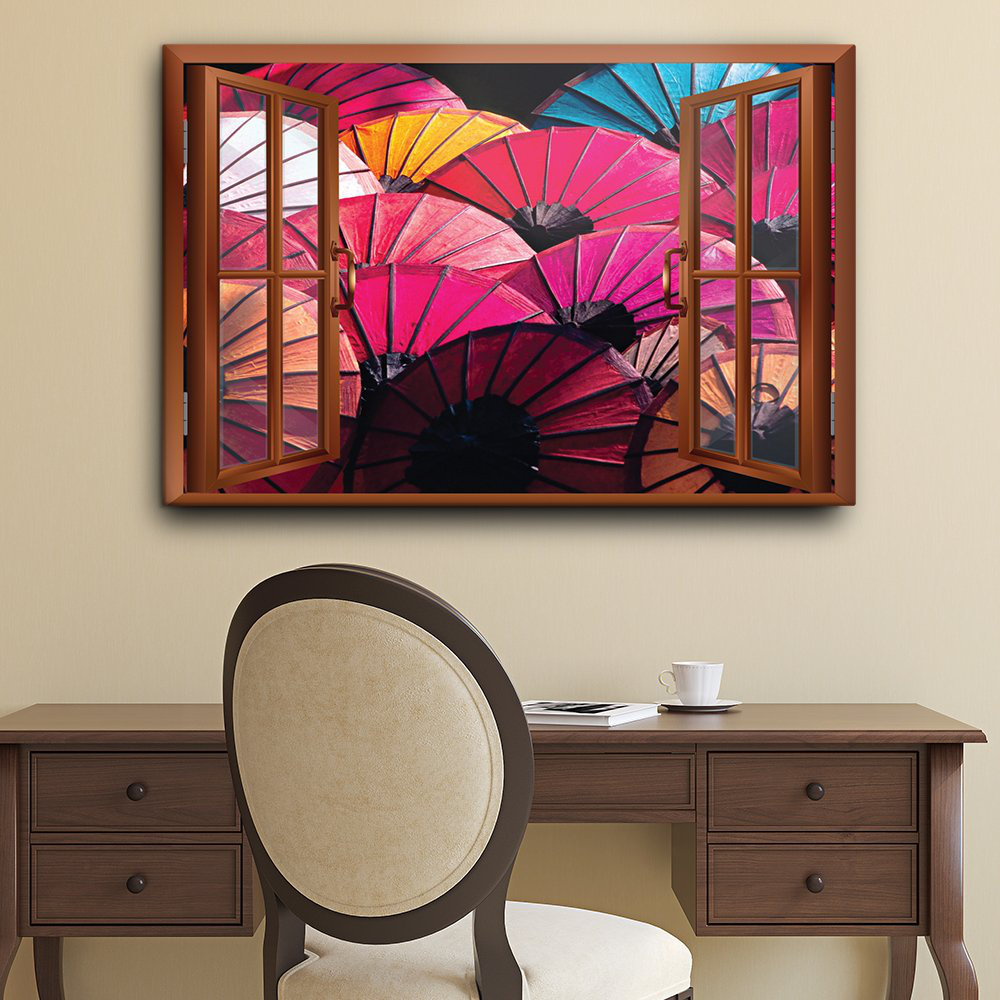 IDEA4WALL " Modern Copper Window Looking Out Into Japanese Umbrellas ...