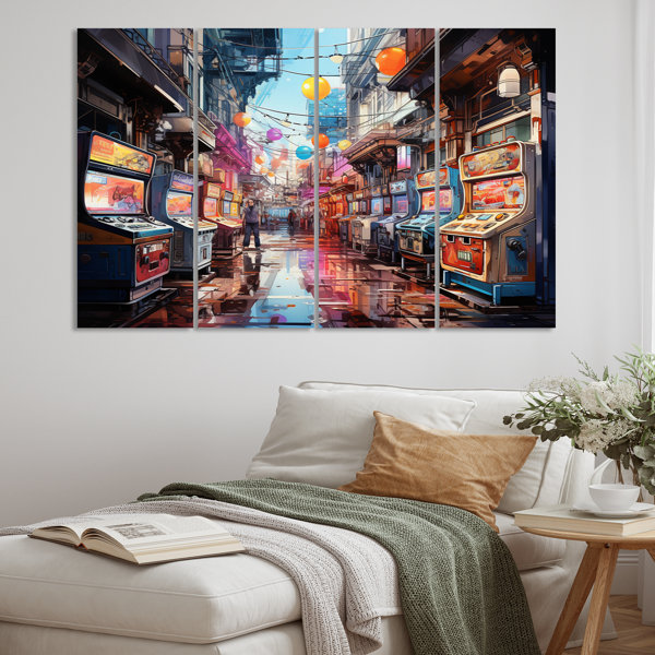 DesignArt Colorful Video Game Arcade Dreams On Canvas 4 Pieces Print ...