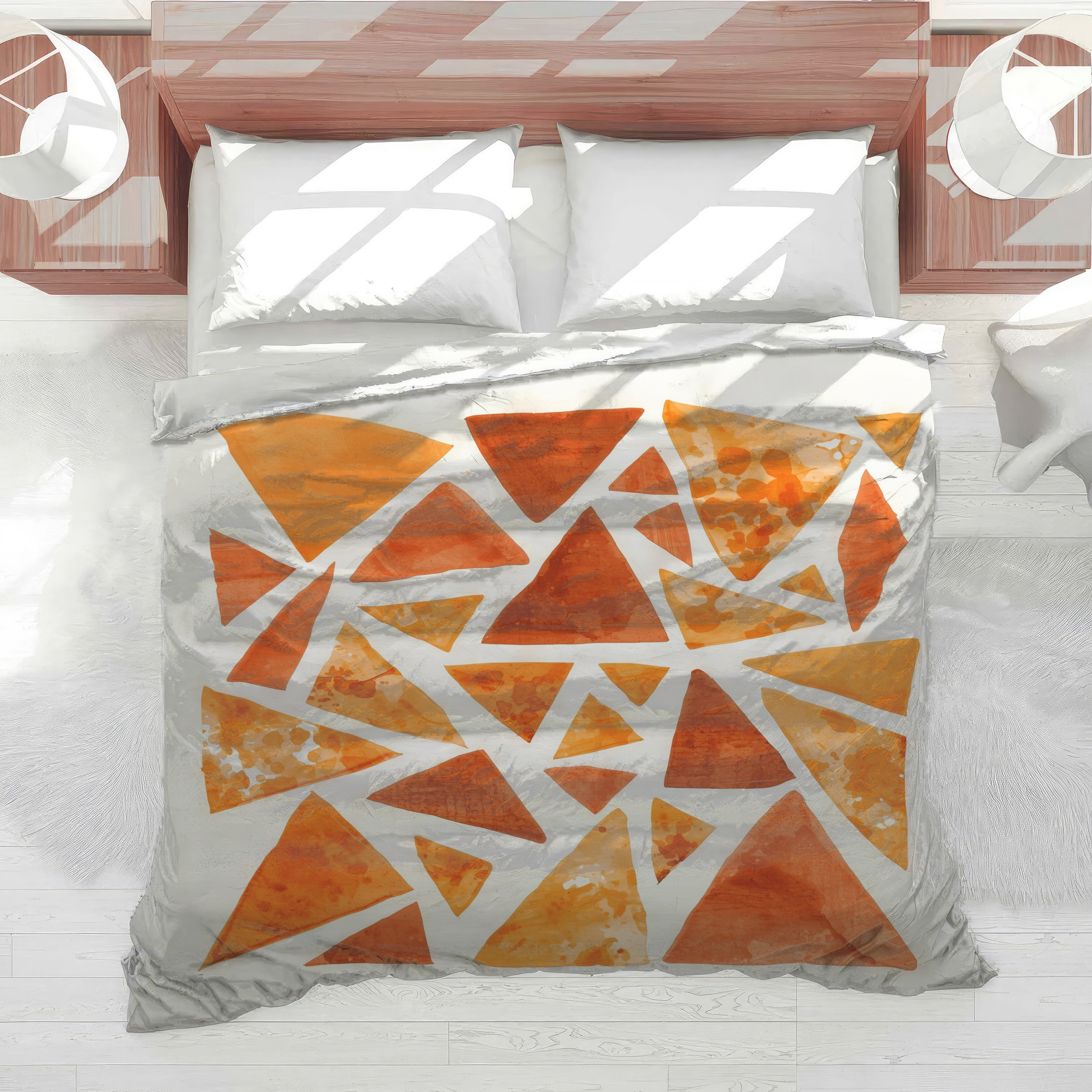 VisionDecor Orange Triangle Shapes Comforter | Wayfair