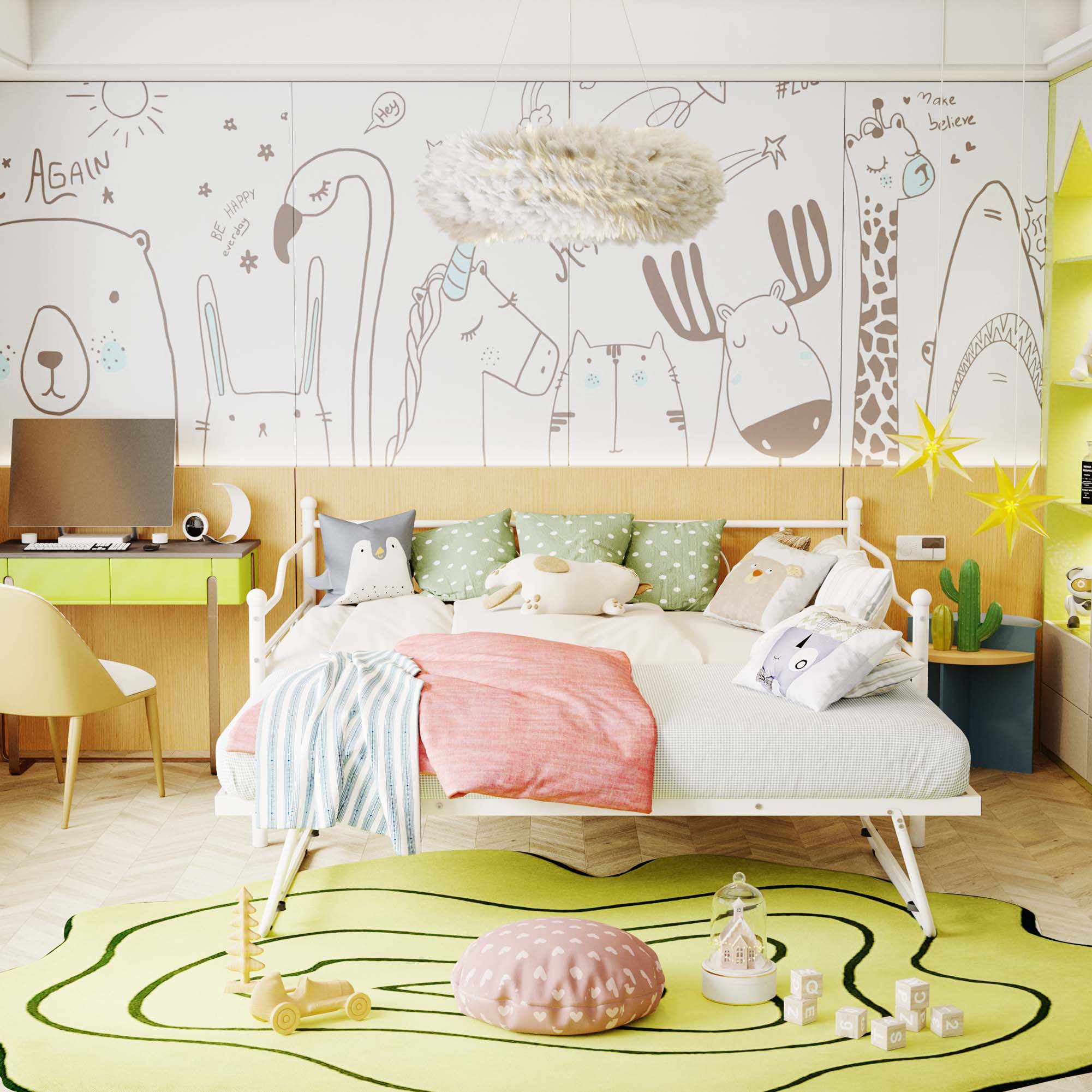 Red Barrel Studio® Candan Metal Daybed with Twin Size Adjustable Trundle | Wayfair