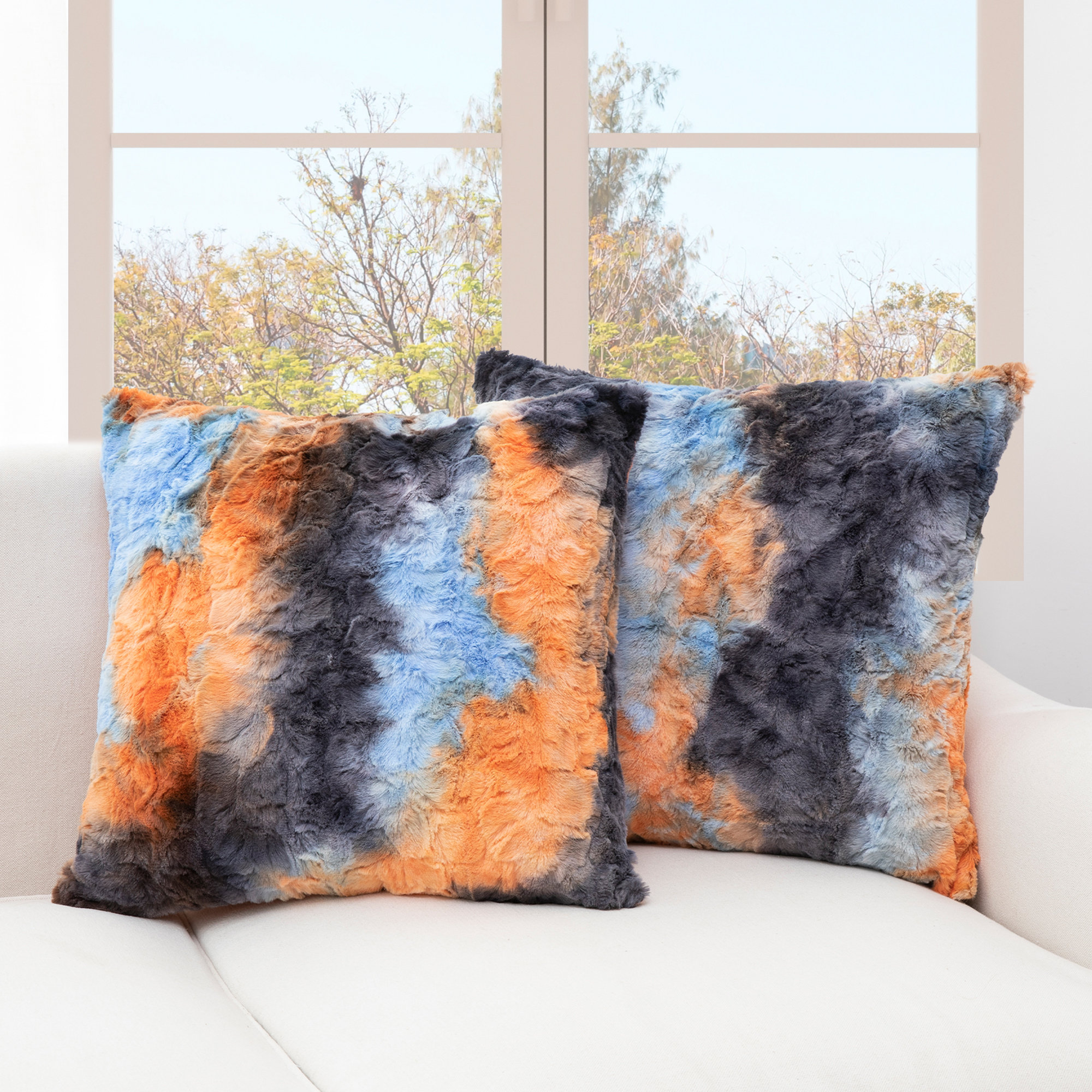 Cheer Collection Wrought Studio Set Of 2 Faux Fur Multi Coloured Throw ...