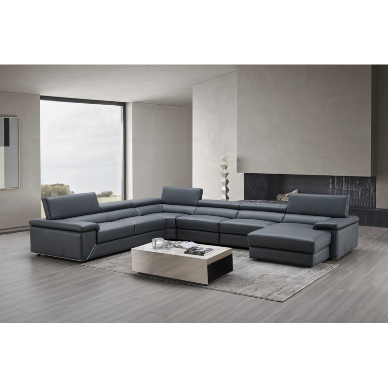 J&M Furniture 155" Wide Genuine Leather Sofa & Chaise & Reviews | Wayfair