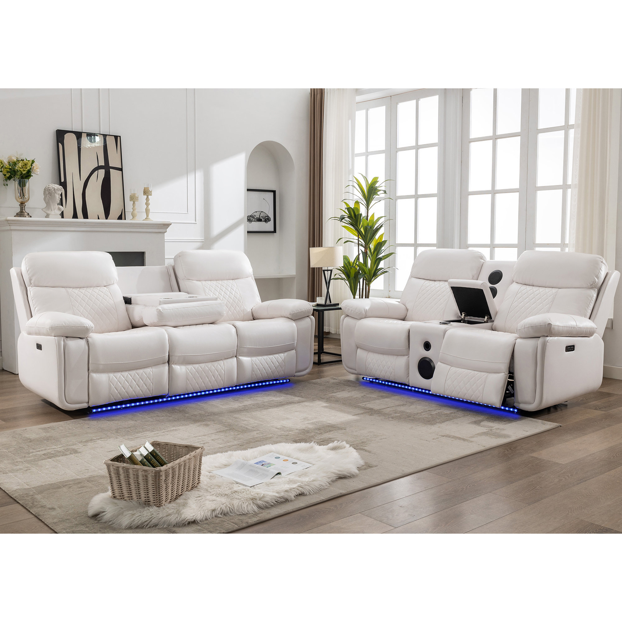 Ivy Bronx Heaney 83.8" Wide Faux Leather Home Theater Sofa | Wayfair