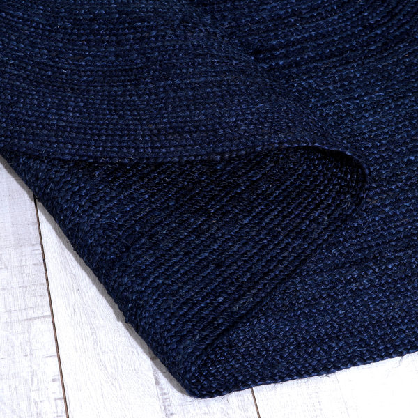 Latitude Run® Handwoven Jute Navy Area Rug & Reviews | Wayfair