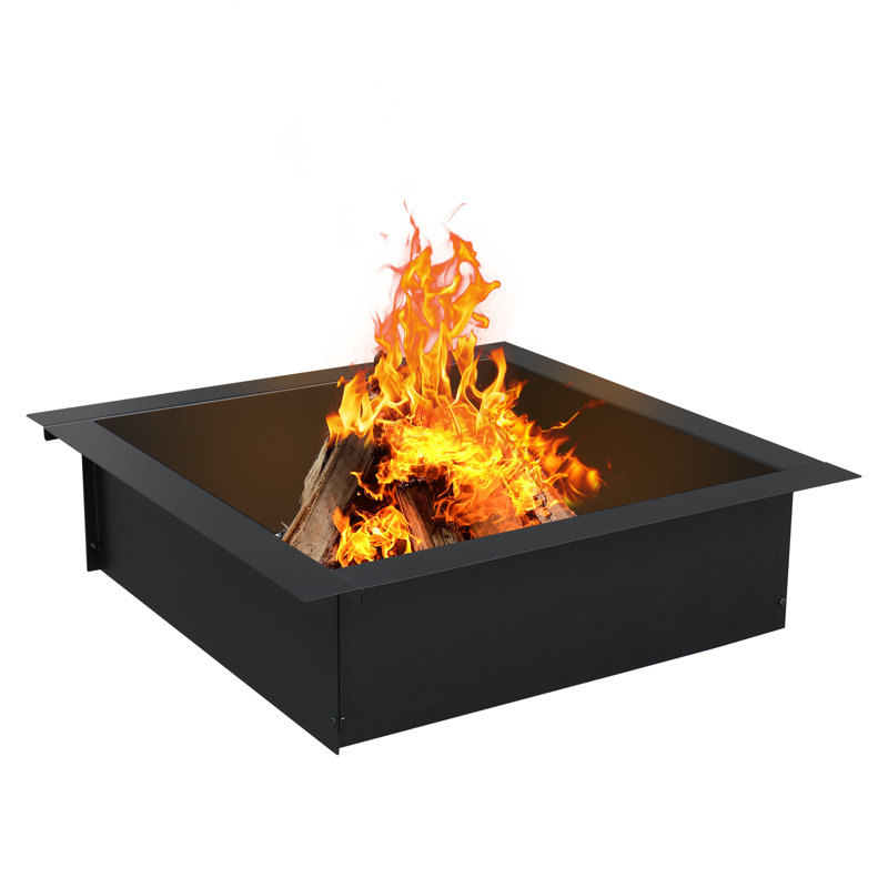 Ebern Designs Vlasto 10'' H x 36'' W Steel Wood Burning Outdoor Fire ...