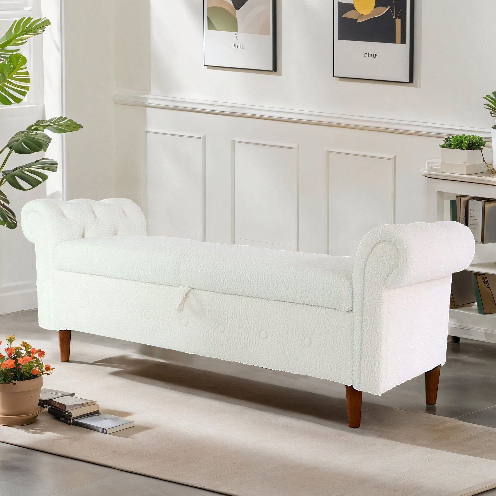 Red Barrel Studio® Seprina 63" 100% Velvet/Teddy Upholstered Storage ...