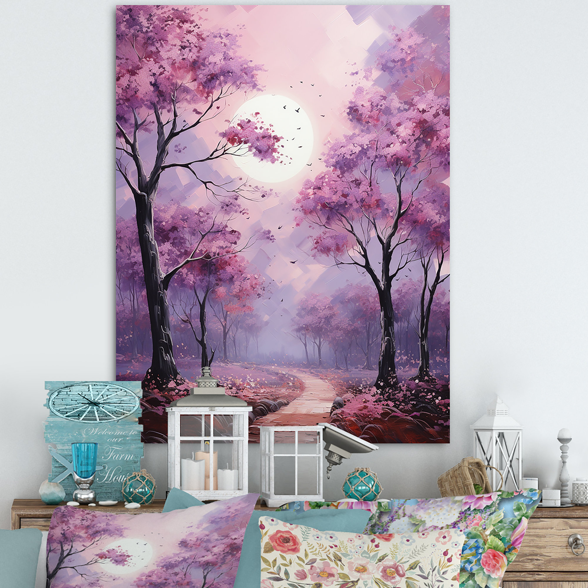 Winston Porter Oak Trees In Amethyst Hues River I Framed On Canvas ...