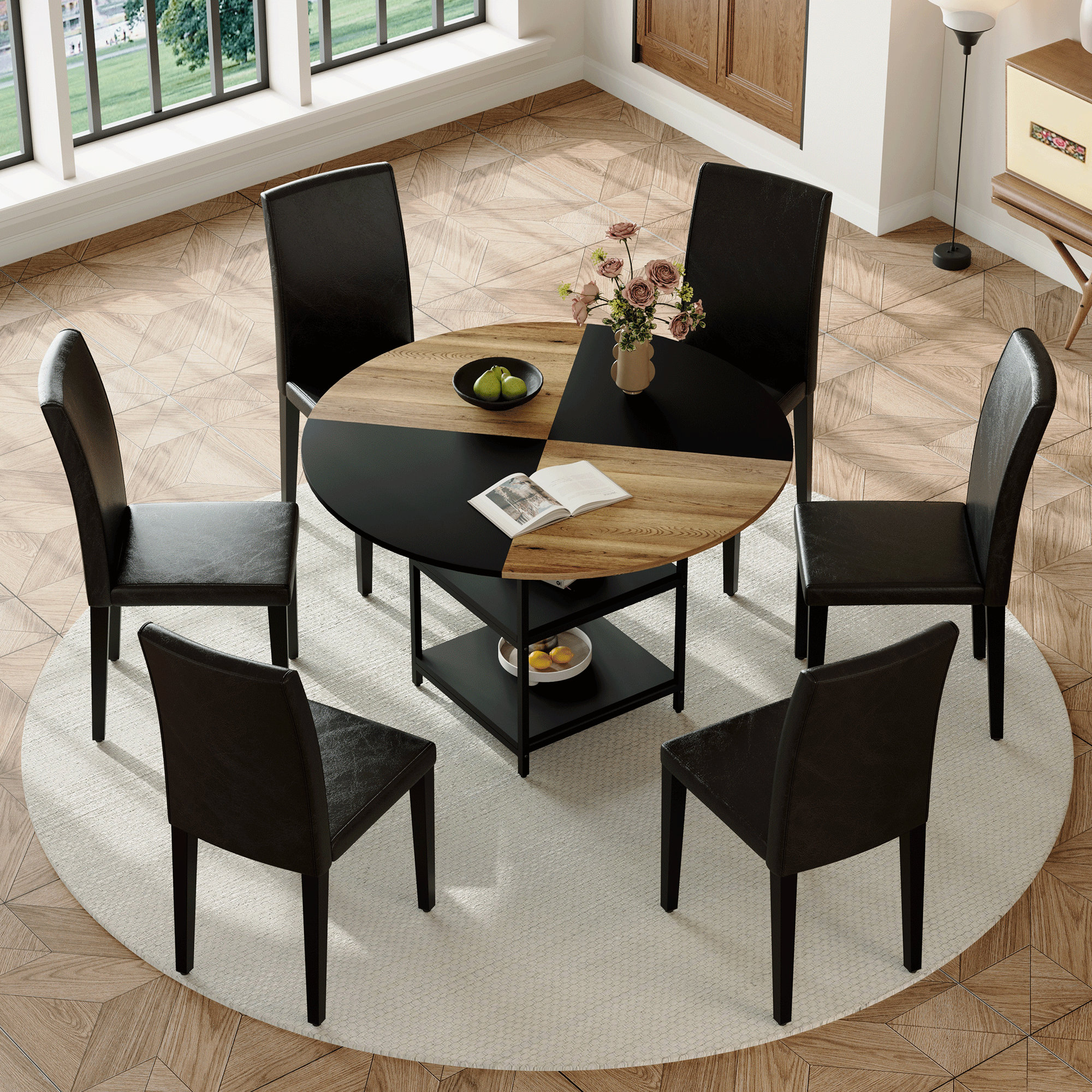 Latitude Run® 7 Piece Round Dining Table Set For 6,47 Inch Round Dining ...