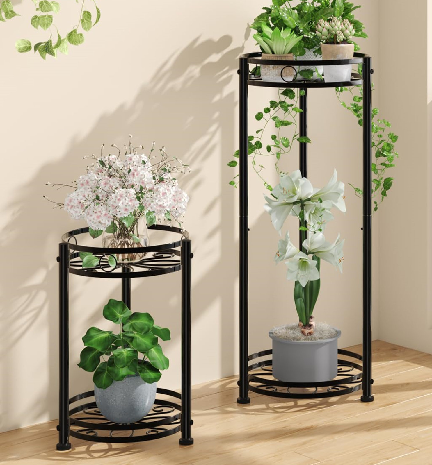 Lark Manor™ 2-Pack Round Plant Stands - 31" Waterproof Metal Tall ...