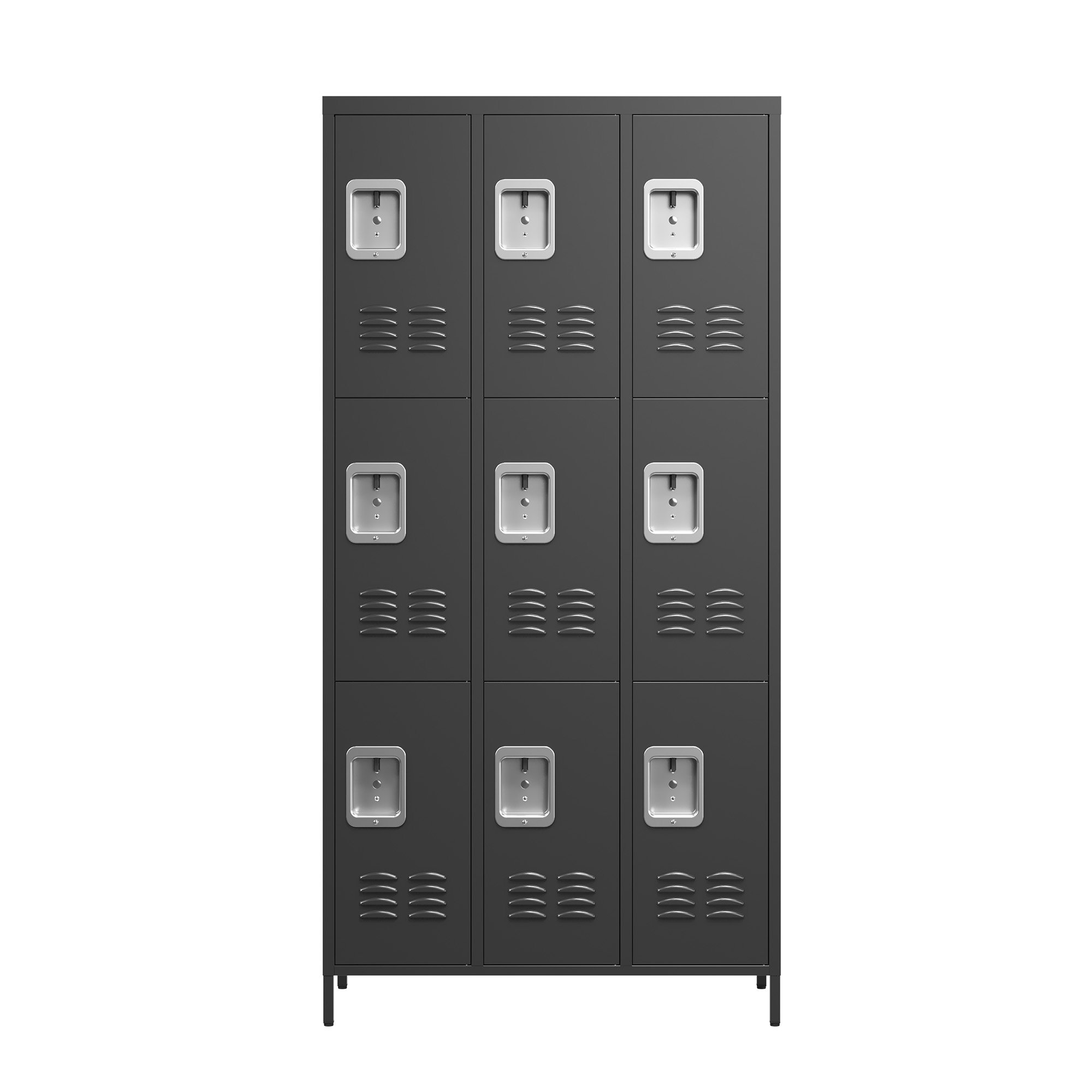 TIBMUTO Multi-Purpose 9 Door Metal Lockers with 3 Compartments for Home ...