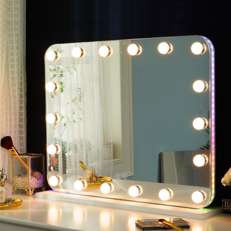 Ebern Designs Pracilla Vanity Mirror Makeup Mirror with RGB Color ...