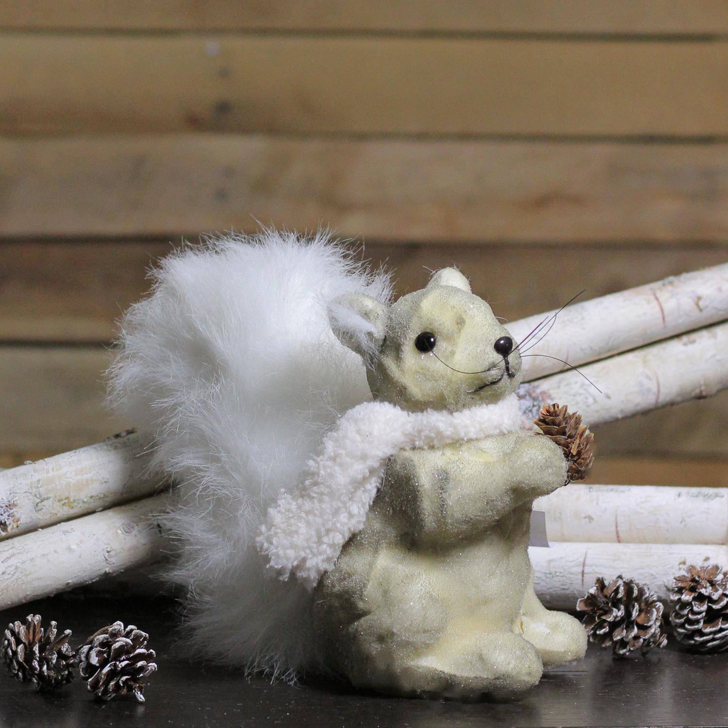 Northlight Seasonal 10" Gray Squirrel in a White Scarf Christmas Table ...