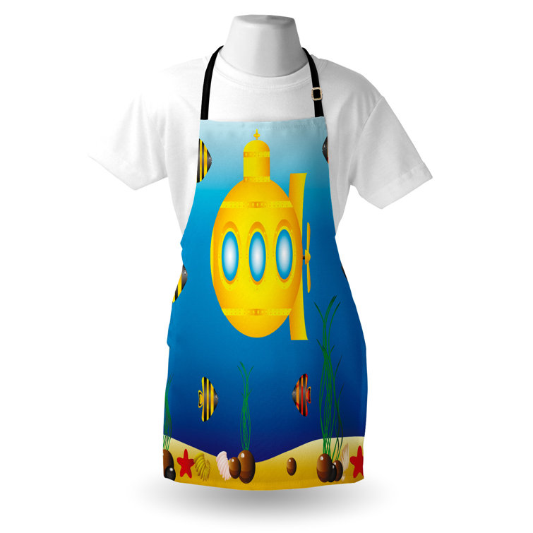Bless international East Urban Home Yellow Submarine Apron Unisex, Fish ...