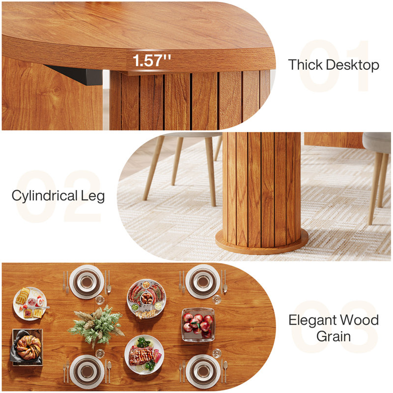 Gracie Oaks 78.7" Ellipse Dining Table, Oval Extra Large Dining Room ...