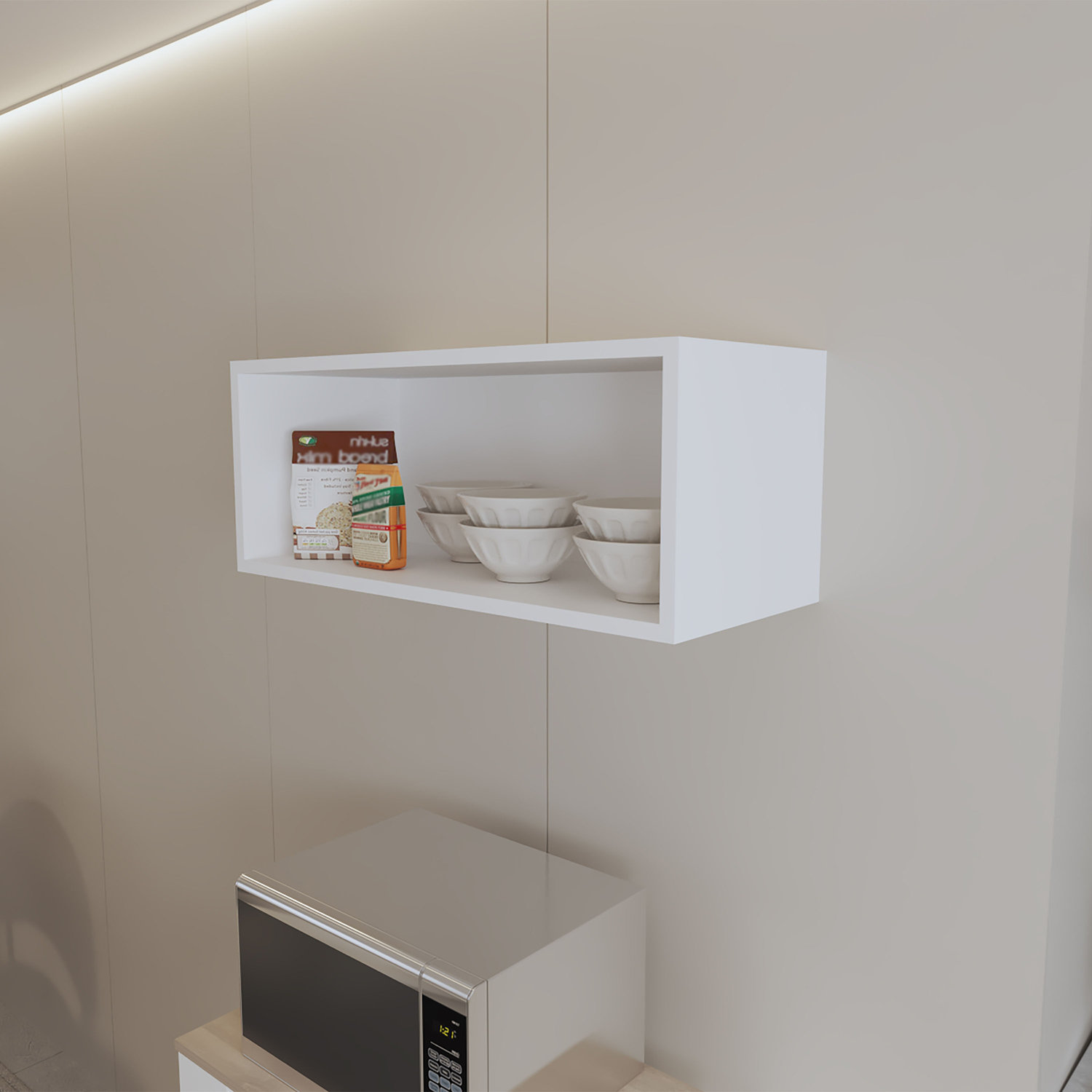 Ebern Designs Hard Rock Wall Cabinet in Melamine with Open Storage ...