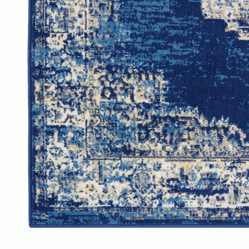 Bungalow Rose Burnie Oriental Blue/White Area Rug & Reviews | Wayfair