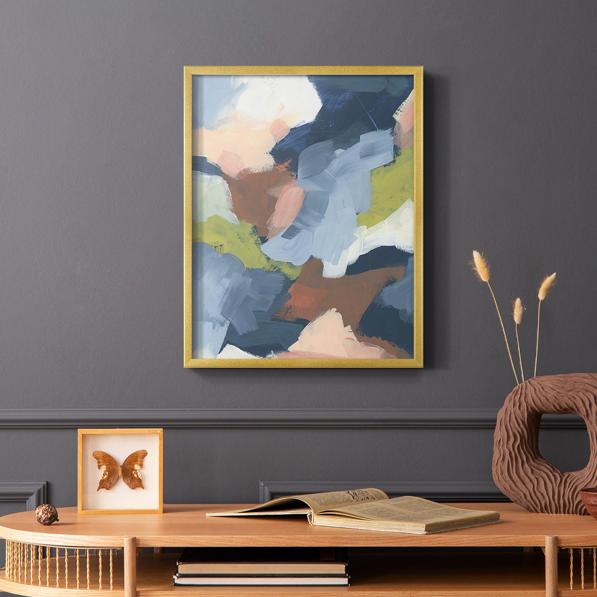 Wrought Studio™ Soft Indigo Atmosphere II Framed Print - Solid Wood ...