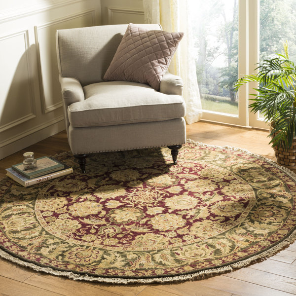 Alcott Hill® Grafton Hand-Knotted Wool Burgundy/Green Area Rug ...